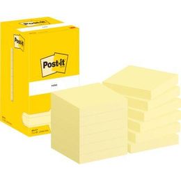 Haftnotizen Post-it 654 CY, 12 Bl&ouml;cke, 100 Blatt je Block, 76 x 76 mm, PEFC-zertifiziert, gelb