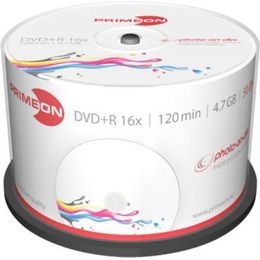 PRIMEON DVD+R, bedruckbar, bis 16fach, 4,7 GB/120 min, 50er-Spindel