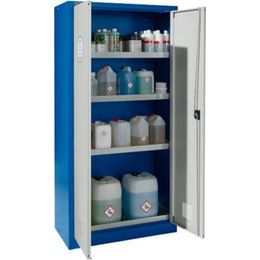 Sch&auml;fer Shop Sch&auml;fer Shop Select Gefahrstoffschrank, Stahl, B 950 x T 500 x H 1935 mm, Bel&uuml;ftungsschlitze, 4 B&ouml;den, 4 x 20 l Wannen