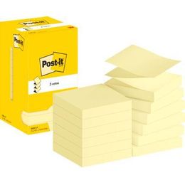 POST-IT Haftnotizen Super Sticky Z-Notes R330, 76 x 76 mm, wiederabl&ouml;sbar, cellophanfrei verpackt, 12 x 100 Blatt, gelb