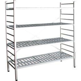 Aluminium-Steckregal, Grundfeld, mit 4 Kunststoff-Rost-Fachb&ouml;den, H 1800 x B 1200 x T 400 mm