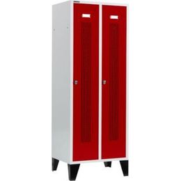 Sch&auml;fer Shop Sch&auml;fer Shop Select Kleiderspind, mit gelochten Streifen, 2 Abteile, 400 mm, mit F&uuml;&szlig;en, Drehriegelverschluss, T&uuml;r rubinrot