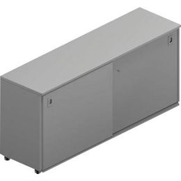 Schiebet&uuml;renschrank ARLON OFFICE, 2 F&auml;cher, abschlie&szlig;bar, Muschelgriffe, B 1600 x T 450 x H 730 mm, grau