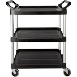 Servicewagen Rubbermaid Utility Cart, 3 Etagen, bis 90 kg, offene Ausf&uuml;hrung, schwarz