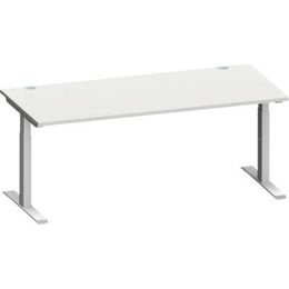 Sch&auml;fer Shop Sch&auml;fer Shop Genius Schreibtisch MODENA FLEX, Rechteck, T-Fu&szlig; Rechteckrohr, B 1800 x T 800 x H 650-850 mm, lichtgrau/wei&szlig;alu