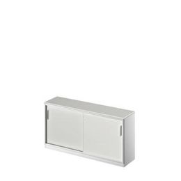 Sch&auml;fer Shop Sch&auml;fer Shop Genius Schiebet&uuml;renschrank TETRIS SOLID, 2 OH, B 1600 mm, inkl. 19 mm Abdeckplatte, lichtgrau/wei&szlig;alu
