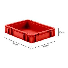 Sch&auml;fer Shop Euro Box Serie EF 4080, aus PP, Inhalt 7,4 L, geschlossene W&auml;nde, Unterfassgriff, rot
