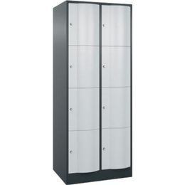 C+P Schlie&szlig;fachschrank Resisto, 2 Abteile, 8 F&auml;cher, B 772 x T 640 x H 1950 mm, Anthrazitgrau/Lichtgrau
