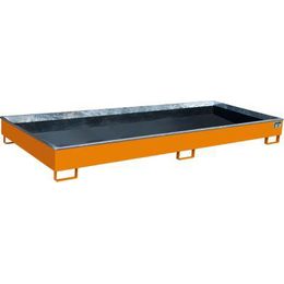 Bauer Regalwanne RW 3300-2 PE, mit PE-Einsatz, B 3262 x T 1312 x H 267 mm, bis 540 l, Stahl lackiert, gelborange