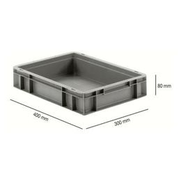 Sch&auml;fer Shop Euro Box Serie EF 4080, aus PP, Inhalt 7,4 L, geschlossene W&auml;nde, Unterfassgriff, grau