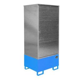 Gefahrstoffschrank Bauer GS-1, Stahlblech, unterfahrbar, f&uuml;r 1 x 200 l Fass, B 840 x T 690 x H 1930 mm, blau