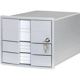 Schubladenbox HAN Impuls 2.0, Format A4, 3 geschlossene Sch&uuml;be, stapelbar, abschlie&szlig;bar, lichtgrau