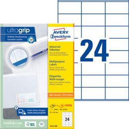 Avery Zweckform Universal-Etiketten 3475-200, ultragrip, 70 x 36 mm, 4800 + 480 St&uuml;ck