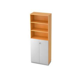 Regalschrank 6 OH, 3 OH geschlossen, B 800 x T 420 mm, Buche-Dekor/silber