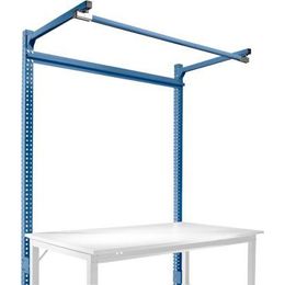 Manuflex Aufbauportal m. Ausleger, Grundtisch STANDARD Arbeitstisch/Werkbank UNIVERSAL/PROFI, 1500 mm, brillantblau