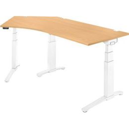 Sch&auml;fer Shop Sch&auml;fer Shop Genius Schreibtisch ERGOSTYLE S, 135&deg;, elektrisch h&ouml;henverstellbar, Ansatz links, zweistufig, C-Fu&szlig;, B 2165 x T 800 x H 645-1305 mm, inkl. Memory Master, Buche/wei&szlig;