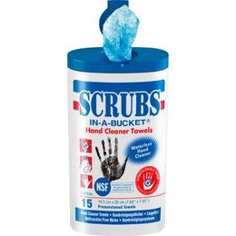 Handreinigungst&uuml;cher SCRUBS&reg; IN-A-BUCKET&reg;, mit Orangenduft, blau, Spendereimer mit 15 St&uuml;ck Inhalt