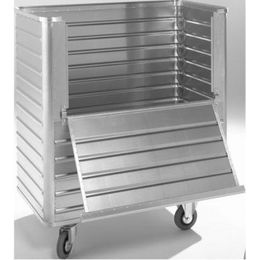 Transportwagen aus eloxiertem Aluminium, abklappbare L&auml;ngswand, 1050 Liter, ohne Deckel