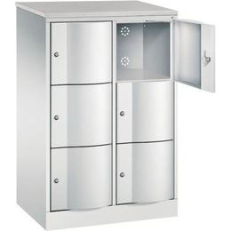 C+P Schlie&szlig;fachschrank Resisto, 2 Abteile, 6 F&auml;cher, B 772 x T 540 x H 1255 mm, Lichtgrau/Lichtgrau