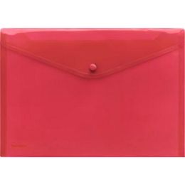 Foldersys Dokumententasche, DIN A4 quer, Druckknopfverschluss, PP, rot transparent