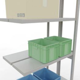 SCHULTE LAGERTECHNIK Doppel-Anbauregal Stecksystem, MULTIPlus250, 3000x1000x(2x300) mm, 14 B&ouml;den, verzinkt