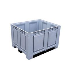 Palettenbox Big Box 680 l, B 1200 x T 1000 x H 790 mm, geschlossen, silbergrau, 4 F&uuml;&szlig;e