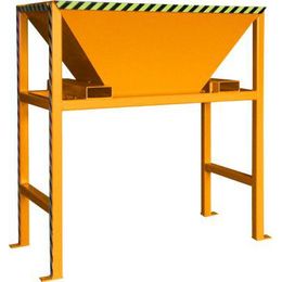 Bauer BTS Bef&uuml;lltrichter, Stahlblech, Standkonstruktion, Einfahrtaschen, lackiert, L 980 x B 1980 x H 2050 mm, gelborange RAL 2000