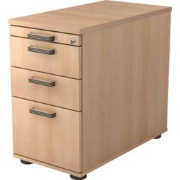 Standcontainer TOPAS LINE, 2 Sch&uuml;be, 1 H&auml;ngeregistraturauszug, 1 Utensilienauszug, abschlie&szlig;bar, B 428 x T 800 x H 720-760 mm, Eiche-Dekor/Eiche-Dekor