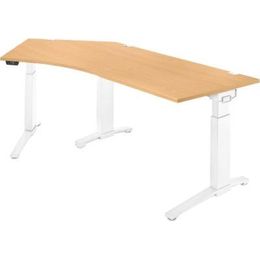 Sch&auml;fer Shop Sch&auml;fer Shop Genius Schreibtisch ERGOSTYLE S, 135&deg;, einstufig, elektrisch h&ouml;henverstellbar, Ansatz links, C-Fu&szlig;, B 2165 x T 800 x H 715-1182 mm, inkl. Memory Master, Buche/wei&szlig;