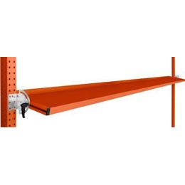 Manuflex Neigbare Ablagekonsole, f&uuml;r Reihe Universal oder Profi, Nutztiefe 345 mm, f&uuml;r Tischbreite 2000 mm, rotorange