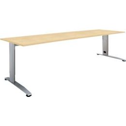Sch&auml;fer Shop Sch&auml;fer Shop Select Schreibtisch LOGIN, manuell h&ouml;heneinstellbar, C-Fu&szlig;, B 1800 x T 800 x H 660-820 mm, Ahorn/wei&szlig;alu