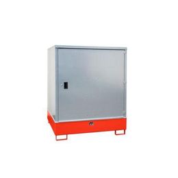 Gefahrstoffschrank Bauer GS-3, Stahlblech, unterfahrbar, f&uuml;r 4 x 200 l F&auml;sser, B 1475 x T 1460 x H 1805 mm, rot