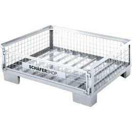 Sch&auml;fer Shop Gitterboxpalette Sch&auml;fer Shop Select, mit klappbarer Wand, B 1200 x T 800 x H 420 mm, feuerverzinkt, Traglast bis 1000 kg