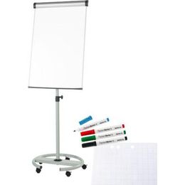 Sparset Maul Flipchart Solid, fahrbar, h&ouml;henverstellbar + gratis 1 Block und 4 Stifte