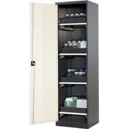 Chemikalienschrank ASECOS CS-CLASSIC, Fl&uuml;gelt&uuml;r, 4 Auszugswannen, 545x520x1950 mm, reinwei&szlig;