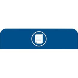 Hinweistafel f&uuml;r konfigurierbare Recyclingstation von Rubbermaid, f&uuml;r 125 Liter Beh&auml;ltereinheit, B 610 x H 203 x T 20 mm, Papier, blau