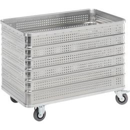Transportwagen aus Aluminium, ohne Deckel, 430 l, gelocht