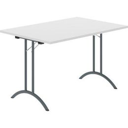 Sch&auml;fer Shop Sch&auml;fer Shop Select Klapptisch, Rechteck, Doppel-T-Fu&szlig;gestell, Spezial-Klappbeschlag & Bodenausgleich, B 1200 x T 800 x H 720 mm, lichtgrau/anthrazit