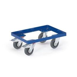 ROLLCART Transportsysteme Fahrrahmen f&uuml;r Eurok&auml;sten, bis 250 kg, Vollgummi-R&auml;der, L 820 x B 620 x H 170 mm, Stahl, enzianblau RAL 5010