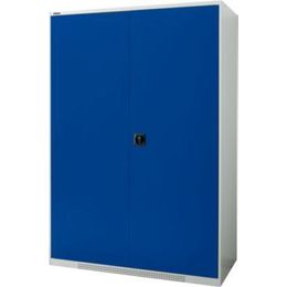 Sch&auml;fer Shop Sch&auml;fer Shop Genius Fl&uuml;gelt&uuml;renschrank FS, Stahl, mit Bel&uuml;ftungsl&ouml;chern, B 1343 x T 620 x H 1950 mm, 5 OH, Lichtgrau/Enzianblau, bis 750 kg