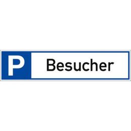 moedel Parkplatzschild &bdquo;Besucher&ldquo;, f&uuml;r die Wand- und Pfostenmontage, L 460 x B 100 mm, Aluminium, wei&szlig;-schwarz-blau