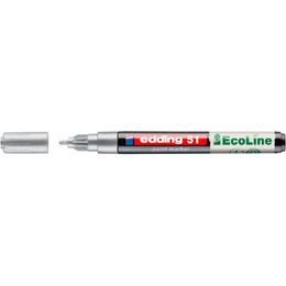 Lackmarker Edding 51 EcoLine, Schreibfarbe Silber, Rundspitze, Strichst&auml;rke 1-2 mm, mit Kappe, wasserbasiert, nachf&uuml;llbar, 10 St&uuml;ck