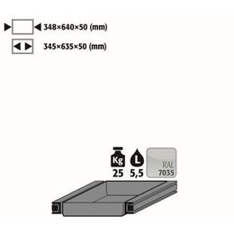 Auszugswanne Standard f&uuml;r ASECOS Sicherheitsschr&auml;nke der S90 Serie, Stahlblech, lichtgrau, B 348 x T 640 x H 50 mm, 5,5 l, bis 25 kg