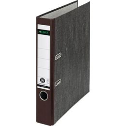 Ordner Leitz&reg; 1050, DIN A4, R&uuml;ckenbreite 52 mm, Griffloch, geklebtes R&uuml;ckenschild, Hartpappe, 1 St&uuml;ck, braun