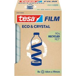 Tesafilm&reg; eco & crystal Klebeband, transparent, rei&szlig;fest, L 66 m x B 19 mm, 8 Rollen