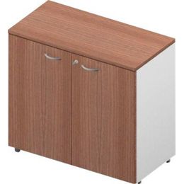 Schrank ARLON OFFICE, 2 Ordnerh&ouml;hen, abschlie&szlig;bar, B 900 x T 450 x H 816 mm, Nuss Canaletto-Dekor/wei&szlig;