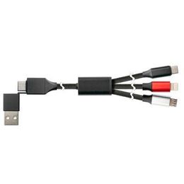 USB Ladekabel Good Connections Python&reg; Serie, 6-in-1, USB-A + USB-C an USB-C/USB Micro B/Lightning, 3 A, Textilmantel, L&auml;nge 1,2 m, schwarz