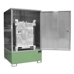 Gefahrstoffschrank Bauer GS-4, Stahlblech, unterfahrbar, f&uuml;r 1 x 1000 l IBC, B 1475 x T 1460 x H 2410 mm, gr&uuml;n