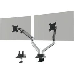 Monitorhalter Durable Select Plus, f&uuml;r 2 Monitore bis 32", mit Tischbefestigung, dreh-/schwenk-/h&ouml;henverstellbar, VESA-kompatibel, silber