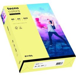 Farbiges Kopierpapier tecno colors, DIN A4, 80 g/m&sup2;, hellgelb, 500 Blatt